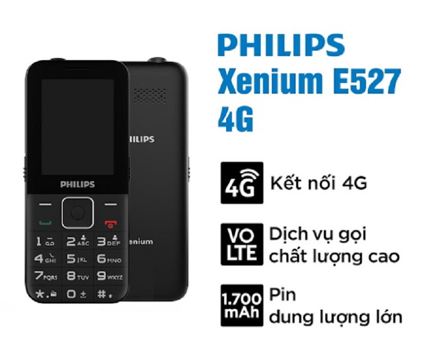 Điện thoại Philips E-UTRA FDD (4G) Xenium E527 Màu đen - Hàng Chính Hãng | Shopee Việt Nam