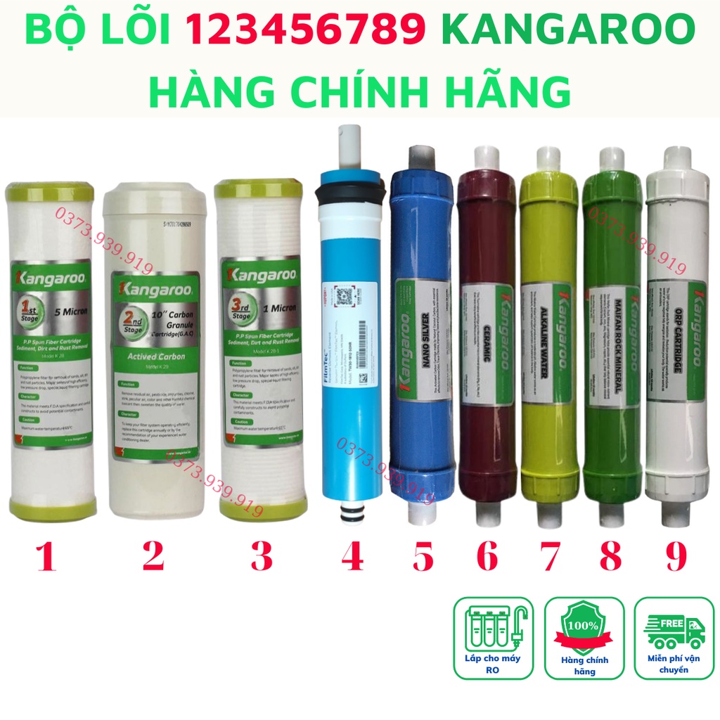 Lõi lọc nước số 123456789 Kangaroo lắp cho máy lọc nước Kangaroo cam ...
