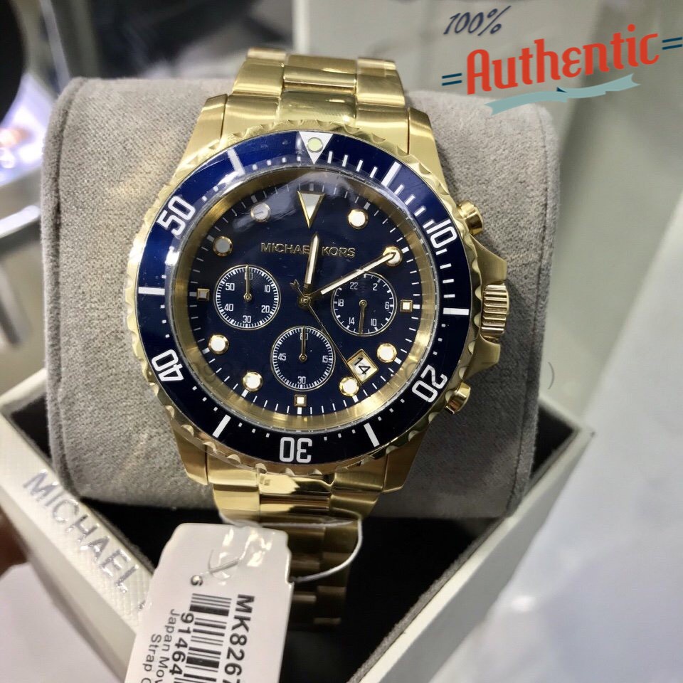 Đồng Hồ Nam Michael Kors Everest Chronograph Navy Dial Gold MK8267 ...