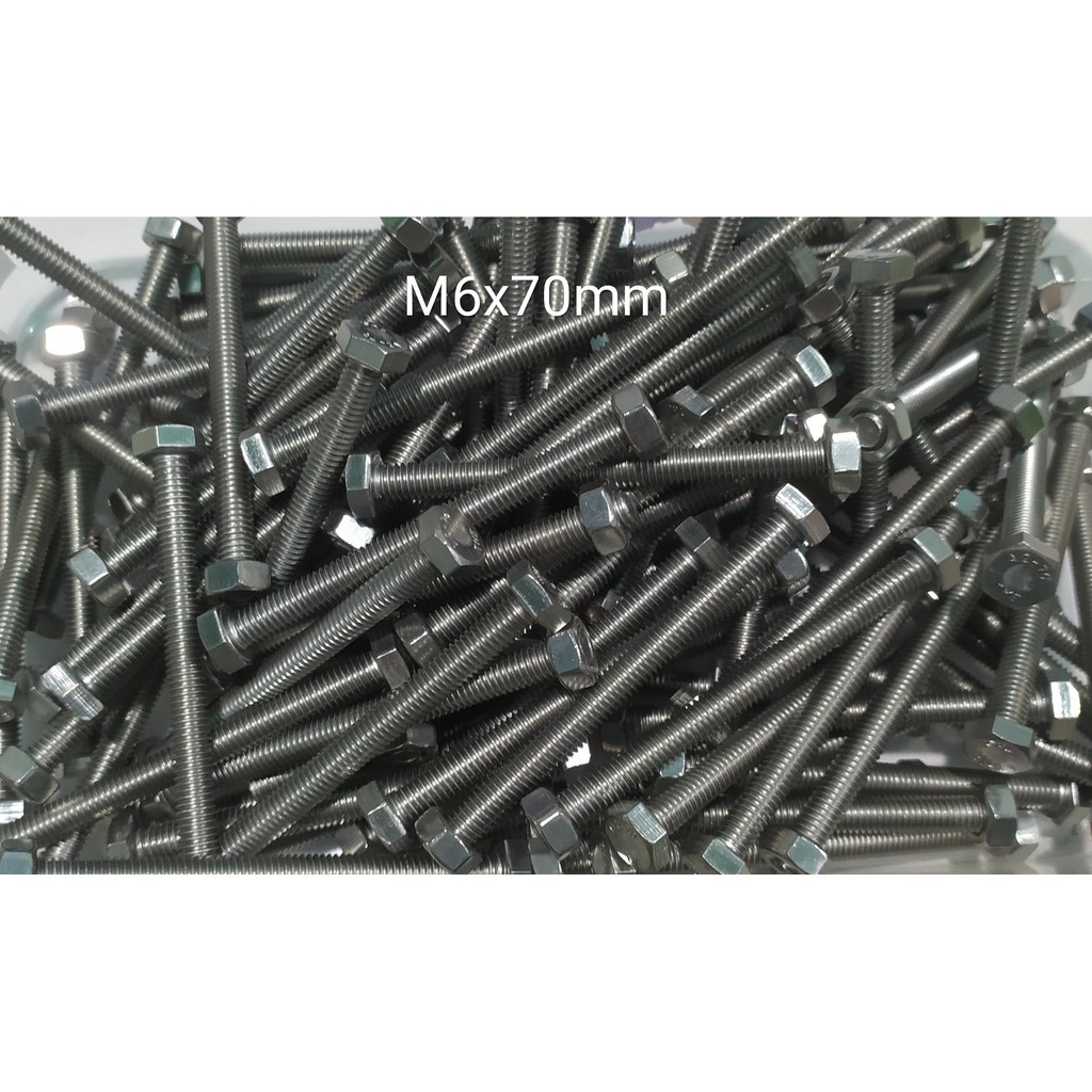 M6x50mm , M6x60 , M6x70 , M6x80 INOX 304 COMBO 50 Bộ Bulong ( bulong ...