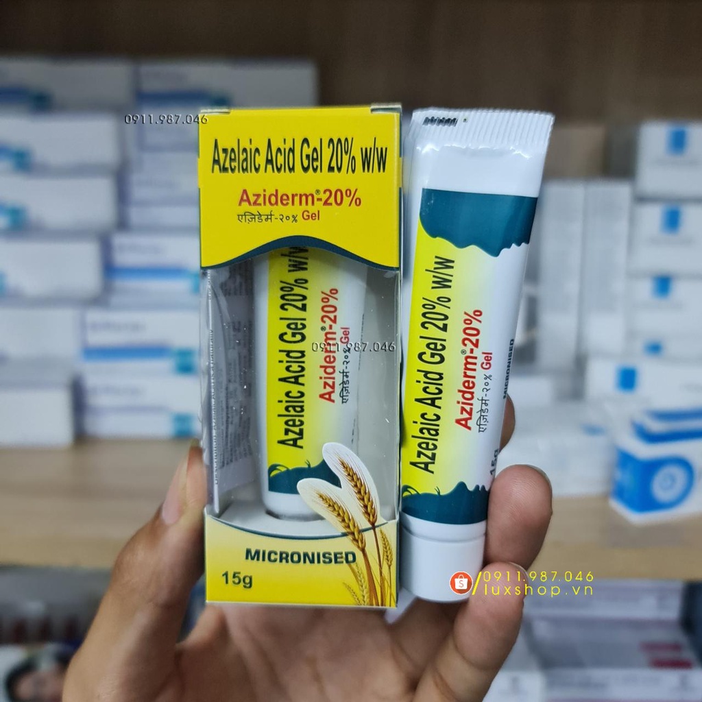 Gel Azelaic Acid Gel 20% Aziderm 15g giảm mụn và thâm chính hãng ...