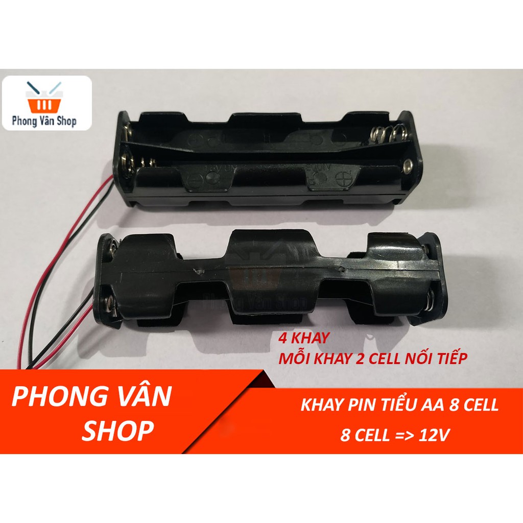 Khay pin tiểu AA nối tiếp - 8 cell 12v - 4 khay -mỗi khay 2 cell nối ...