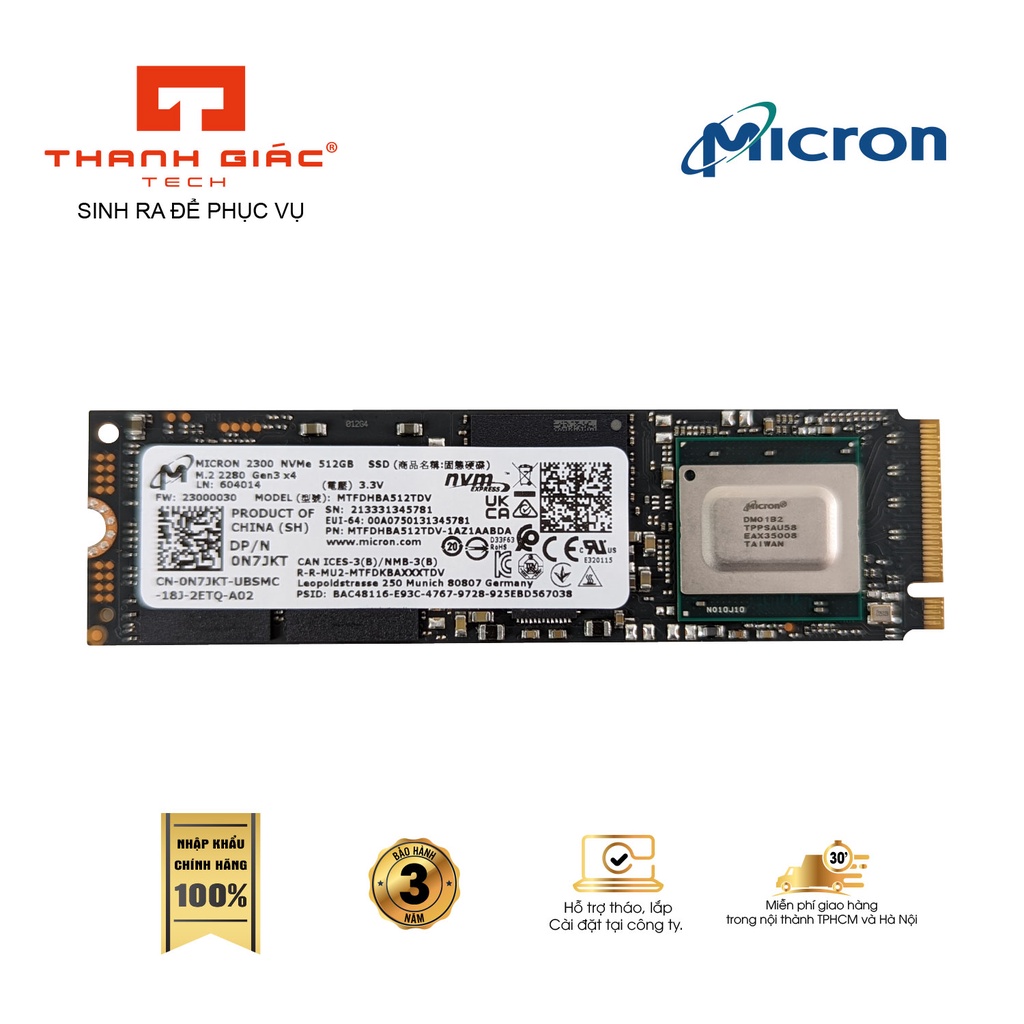 Ổ Cứng SSD Micron 2300 Nvme 512Gb.Chính Hãng mới 100% bảo hành 3 năm 1 ...