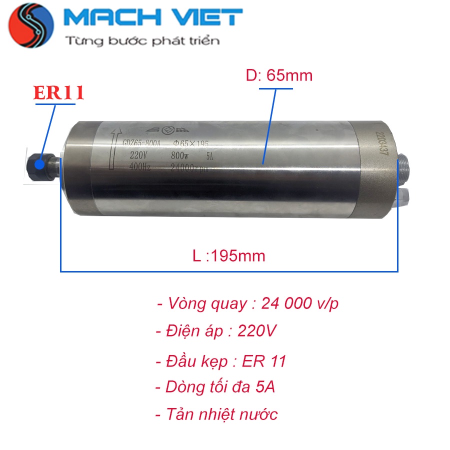 Động cơ phay Spindle tròn GDZ 800W ER11 220V – tản nhiệt nước | Shopee ...