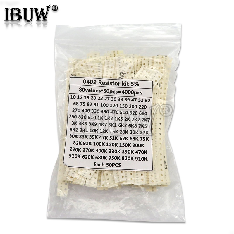 Set 4000 Điện Trở 0402 SMD 10ohm-1M ohm 5% 80Avaluesx 50=4000PCS | Shopee Việt Nam
