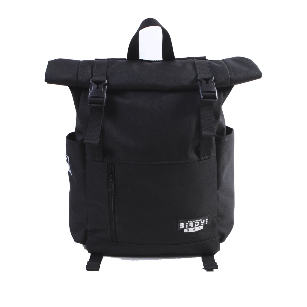 Balo laptop 13 inches nam nữ đi học đen, nắp gập vải canvas local brand ...