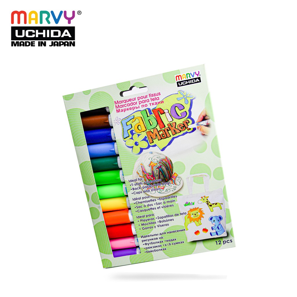 [Tặng 2 cây bút 560] Bộ 12 cây Bút Viết Vẽ Vải Không Bay Màu Cho Bé Marvy Uchida 560-12V ...