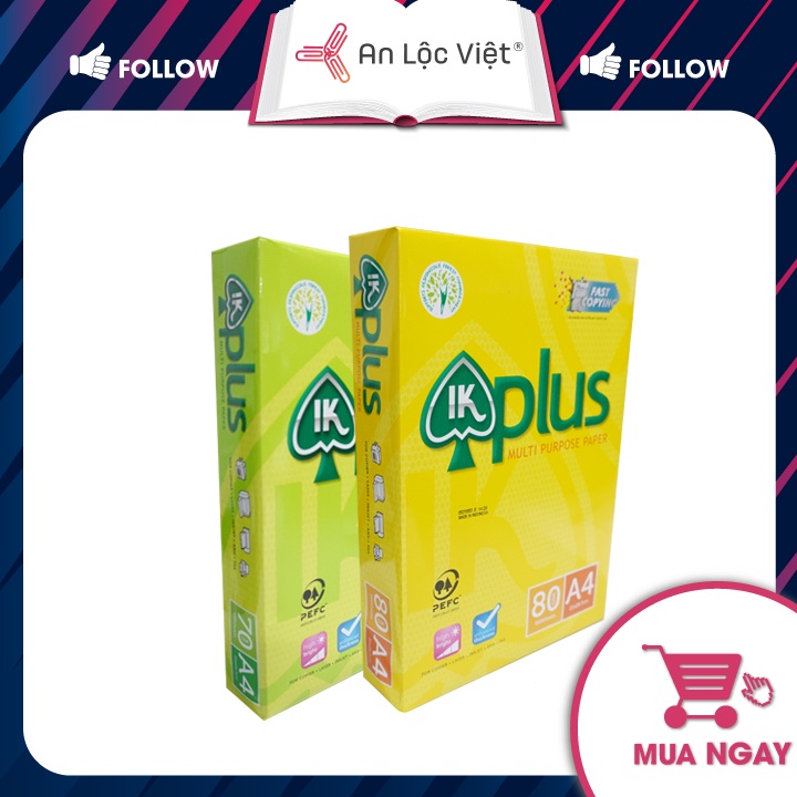 Giấy A4 IK Plus chính hãng định lượng 70 gsm - 80 gsm (500 tờ) | Shopee Việt Nam