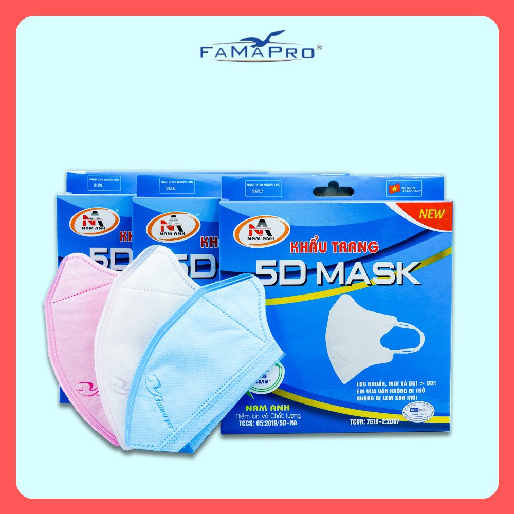 Combo 10 hộp [ 100 chiếc ] khẩu trang 5D Nam Anh FAMAPRO 3 lớp form ôm mặt, hack tuổi | Shopee ...