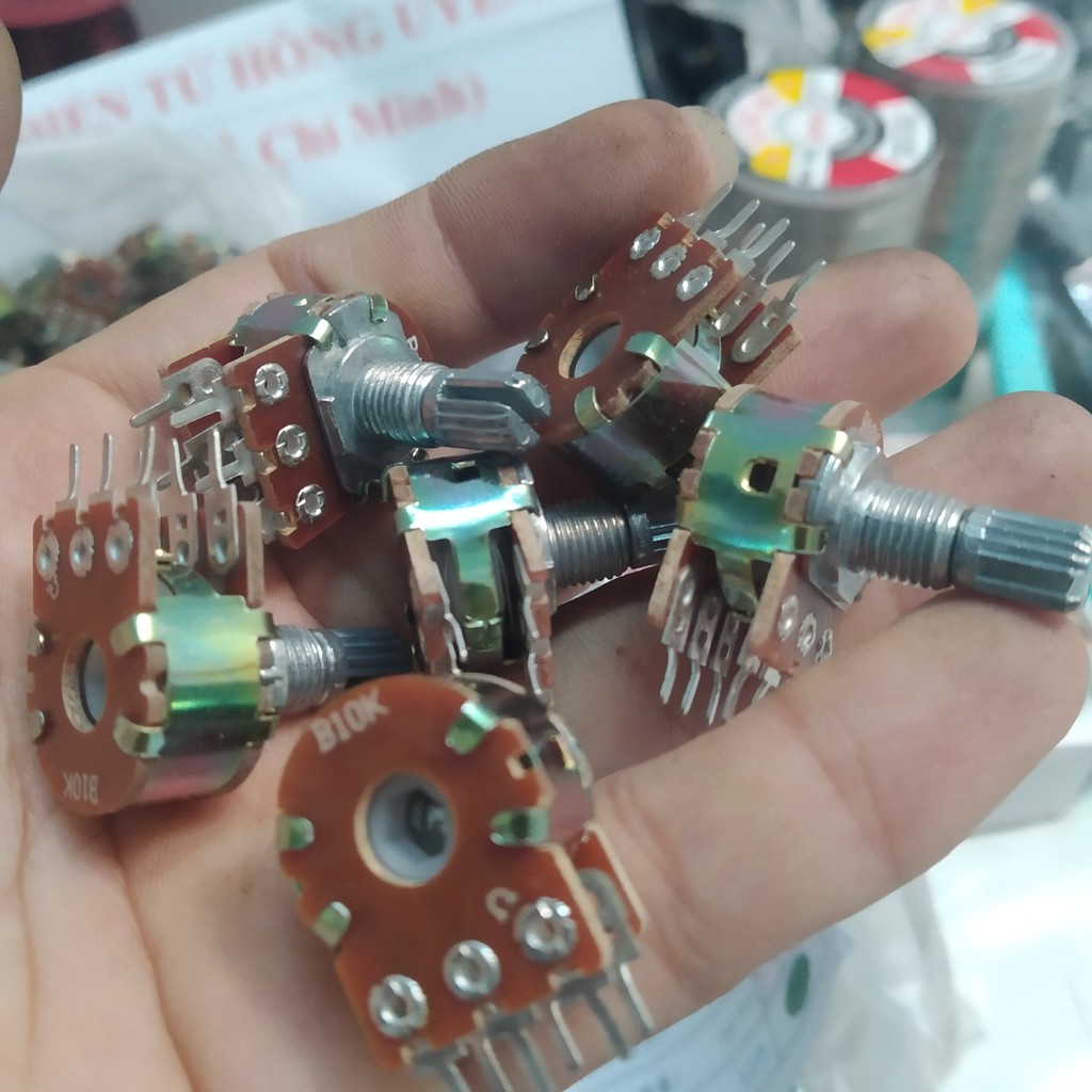 COMBO 5 CÁI Chiết áp Đôi 10k. Triết áp (biến trở) VR 10k đôi dùng trong ...