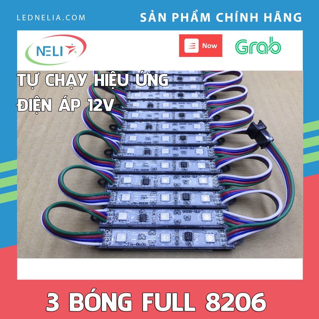 Dây 3 led full color tự chạy hiệu ứng Ic 8206 điện áp 12V làm biển ...