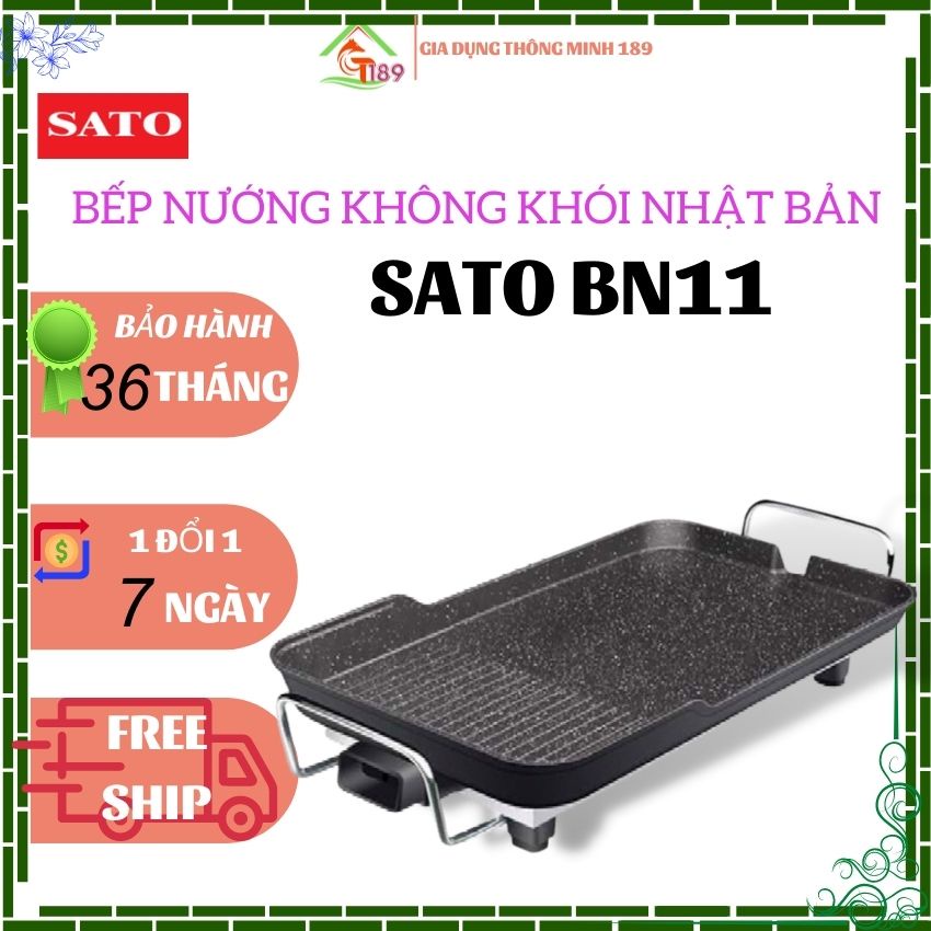 Bếp Nướng Đện SATO BN11 (Xám- Đen) - giao ngẫu nhiên( Tặng 1 gắp inox ...