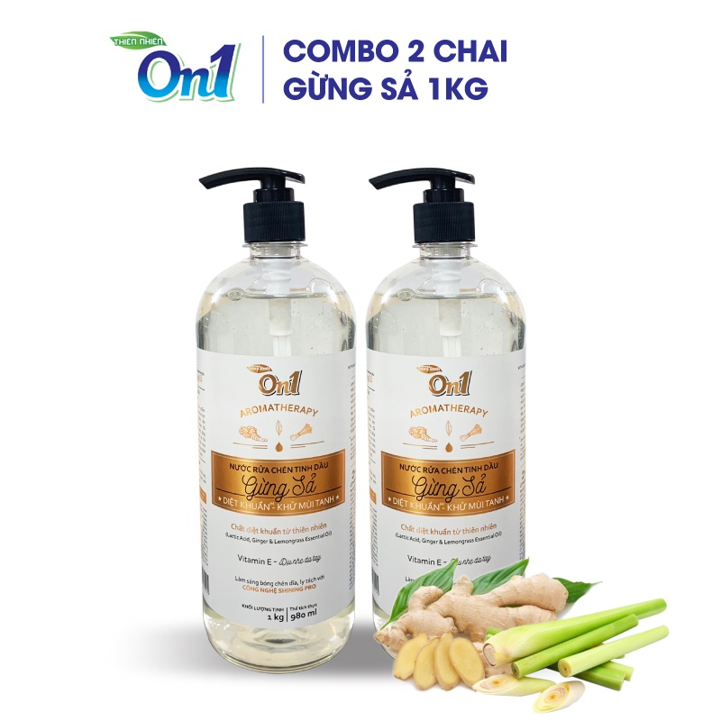 COMBO 2 chai nước rửa chén ON1 tinh dầu gừng sả (2 chai x 1kg) N5503 | Shopee Việt Nam