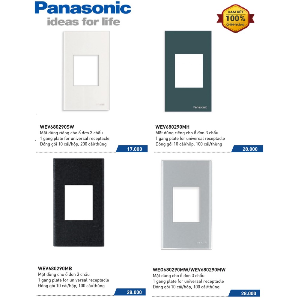 Combo 10 cái - Mặt Dùng Riêng Ổ Đơn 3 Chấu Dòng Wide Series Panasonic ...