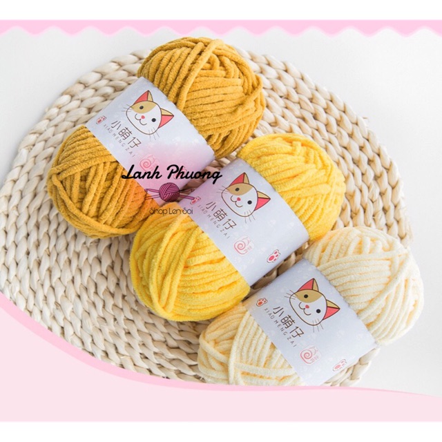 Len Nhung Mèo Sợi 3.5m Cuộn 50gr Trơn & Loang | Shopee Việt Nam