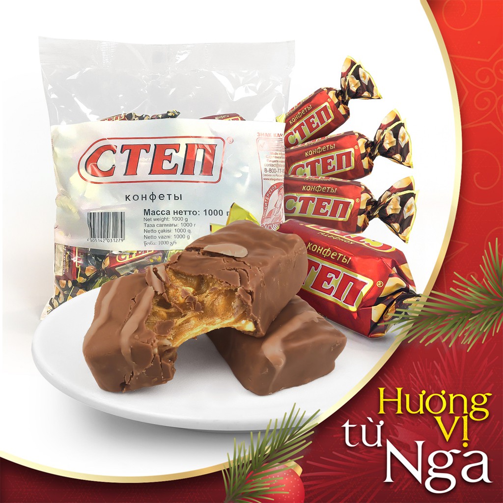 Kẹo Socola Nga Nhập Khẩu - Kẹo Chocolate Nhân Lạc Golden Step Nhập Khẩu ...