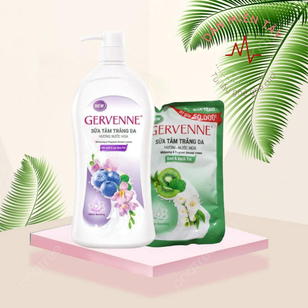 Sữa tắm trắng da Gervenne Việt Quất và Lan Nam Phi (1.2L/chai) + Túi ...