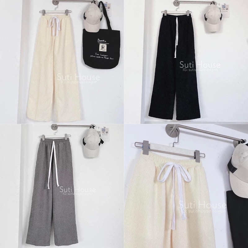 [ẢNH THẬT-HÀNG SẴN] Quần NGOR Ống Rộng Nhung Gân Unisex 3 Màu Đen/ Vàng ...