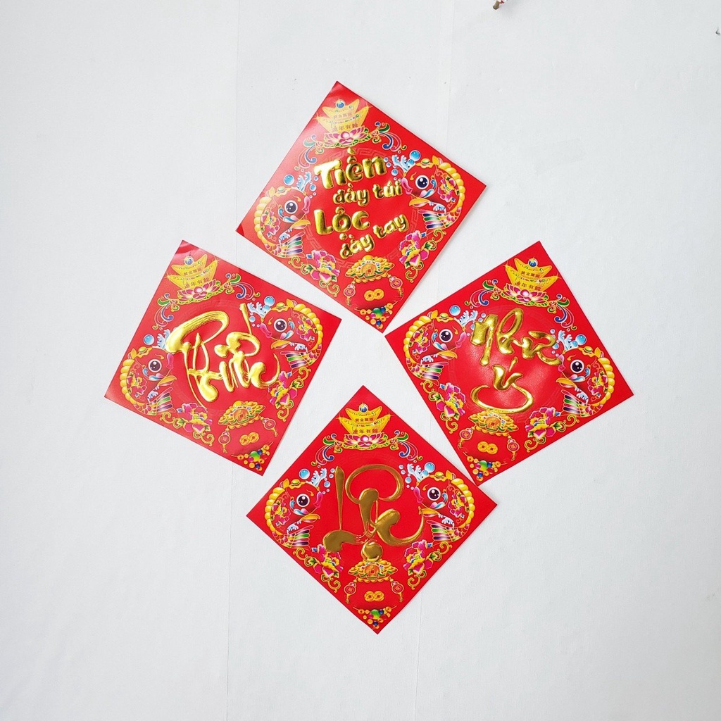 Set 10 giấy dán dưa bưởi DAN03 có keo sẵn nhiều mẫu chữ trang trí tết ...