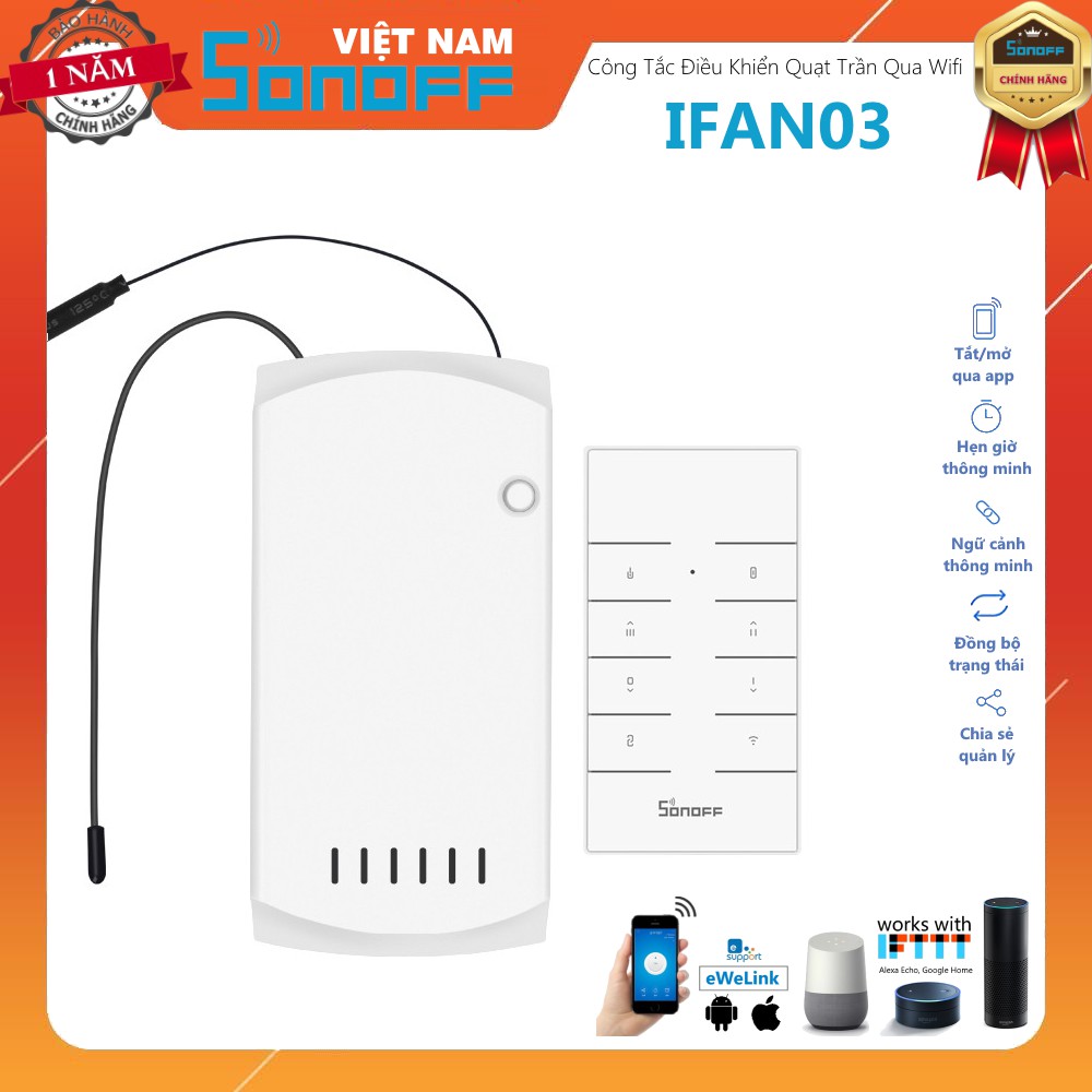 Công Tắc Sonoff iFan03 Điều Khiển Quạt Trần và Đèn Qua Wifi | Shopee ...