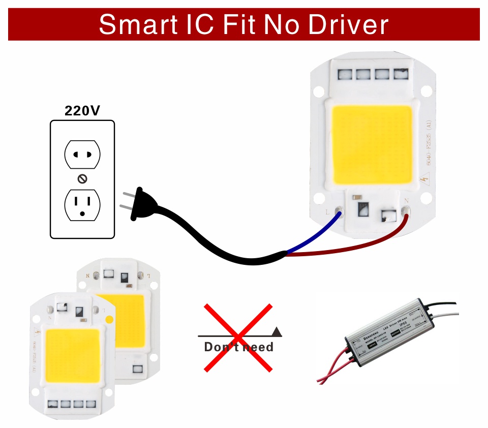Chip Đèn LED COB 10W 20W 30W 50W 110V 220V Thông Minh Ánh Sáng Cao | Shopee Việt Nam