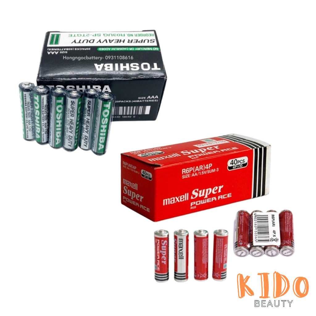 Pin AAA Toshiba Super Heavy Duty Vỉ 2 viên / Pin Tiểu AA Maxell Super ...