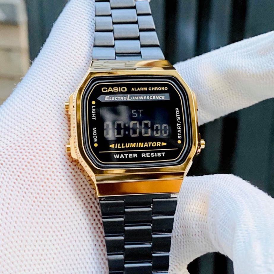 (Casio UNISEX) Đồng hồ Nam casio A168, dây thép không gỉ phong cách thể thao, quân đội, hành ...