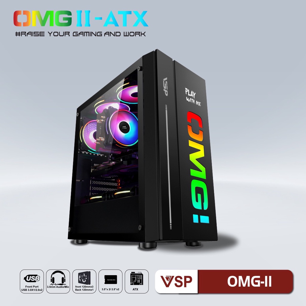 SIEU KHUYẾN MẠI [ẢNH THẬT] Vỏ Case Gaming VSP OMG-II ATX (Sẵn LED ...