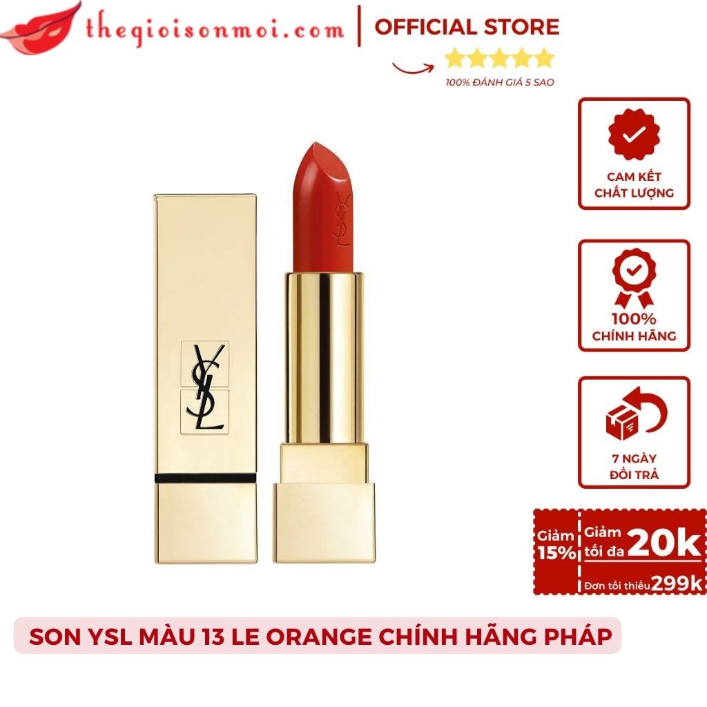 (Chuẩn Pháp) Son YSL Màu 13 Le Orange Đỏ Cam Trẻ Trung CÓ BILL | Shopee ...