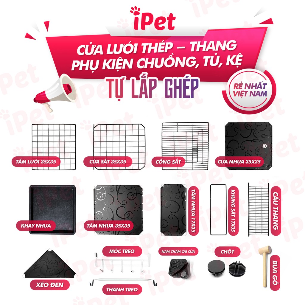 (Tặng Chốt) Tấm Lưới Lắp Ghép Chuồng Quây Chó Mèo, Chuồng 2 Tầng - iPet Shop | Shopee Việt Nam