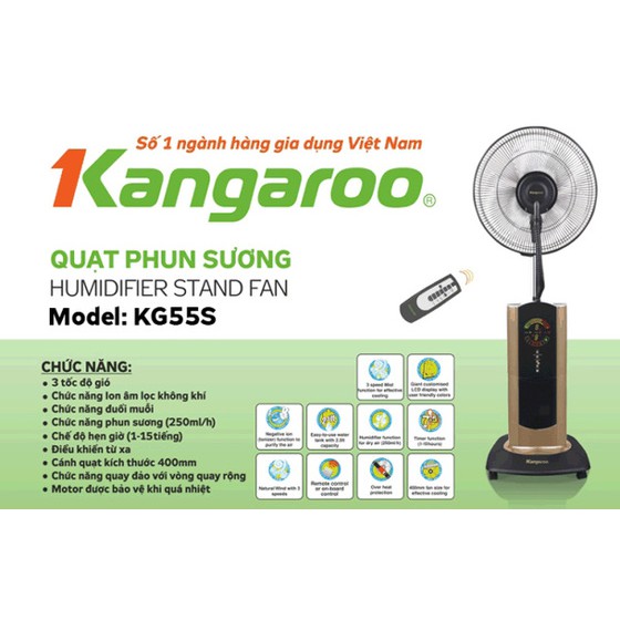Quạt phun sương Kangaroo KG55 chính hãng | Shopee Việt Nam