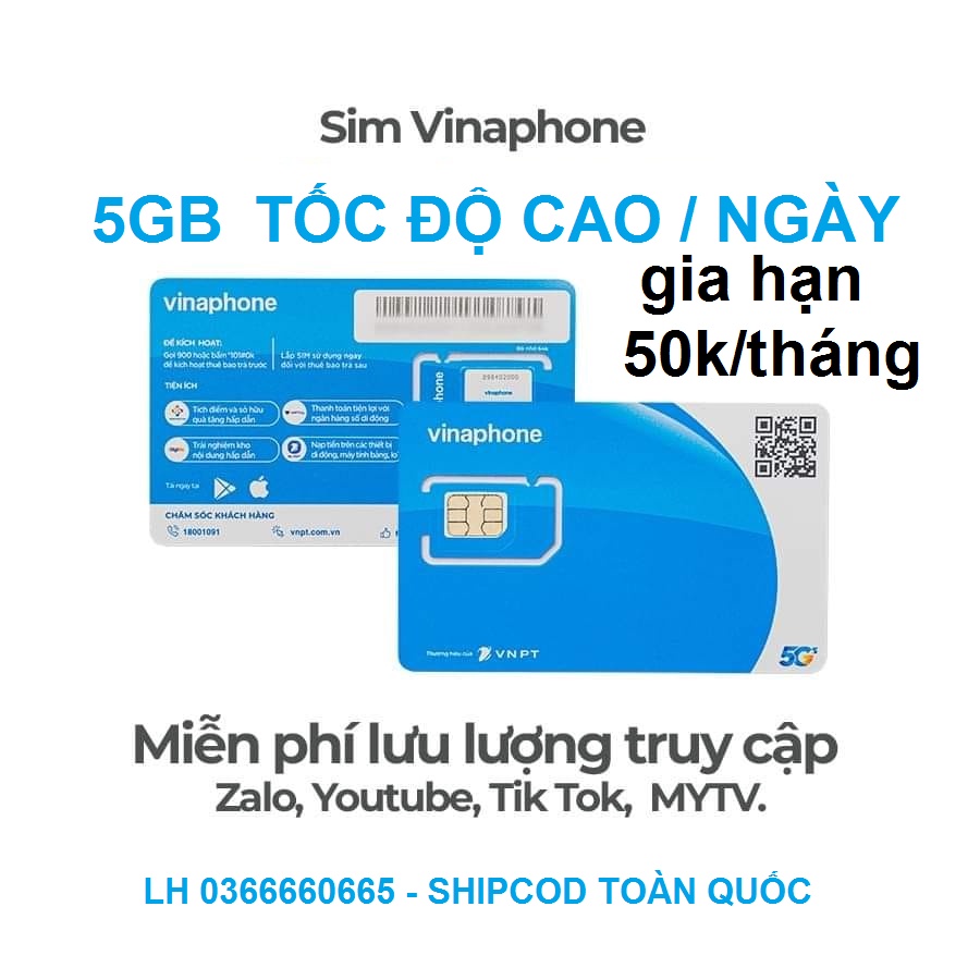 Sim vinaphone big50y 5gb/ngày | Shopee Việt Nam