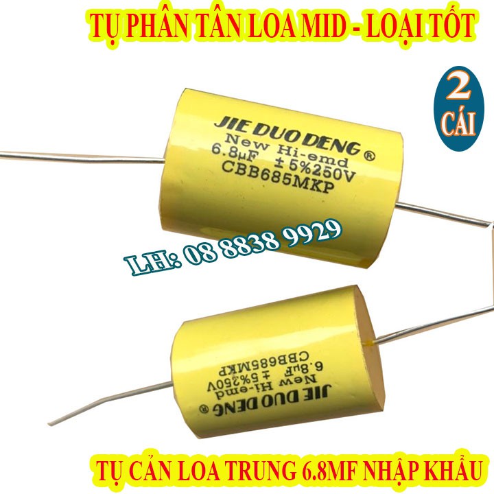 2 TỤ CHỐNG CHÁY LOA TRUNG 6.8MF VÀNG - TỤ CẢN LOA MID -TỤ LẮP LOA LỜI CAO CẤP - GIÁ 2 CHIẾC ...