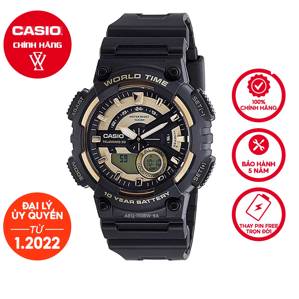 Đồng Hồ Điện Tử Nam Casio WATCHSTORE AEQ-110BW-9AVDF Thiết Kế Mặt Kính ...
