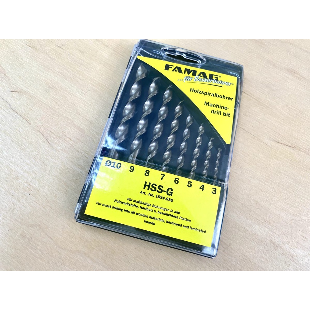 Bộ mũi khoan gỗ 8 chi tiết, HSS-G. Famag 1594.838. Sản xuất tại Đức ...