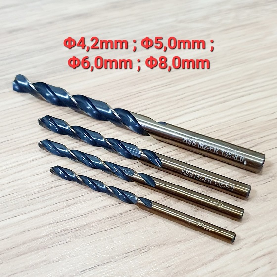 Bộ Gồm 4 Mũi Khoan Cỡ 4ly2, 5ly, 6ly, 8ly Đen Vàng Cực Phẩm Dùng Khoan Inox Chất Liệu Thép M2 ...