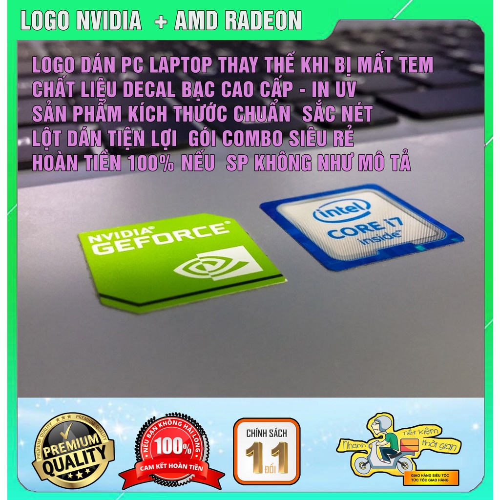 10 TEM DÁN STICKER AMD VÀ NVIDIA GEFOCE TRANG TRÍ PC LAPTOP KÍCH THƯỚC ...