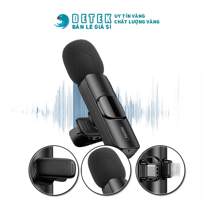 Micro không dây cài áo hỗ trợ Livestream cho thiết bị cổng Type C thiết bị iPh Remax K02 K03 K09 ...
