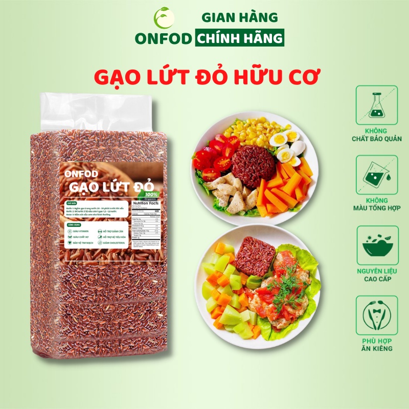 Gạo lứt đen dẻo điện biên organic ONFOD dành cho người giảm cân, thực dưỡng, ăn kiêng, tiểu ...