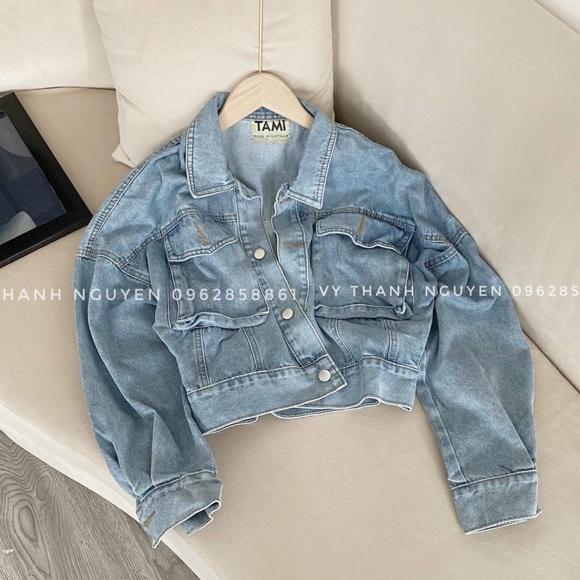 ao khoác jean VNXK tay phồng túi hộp 2 màu siêu xinh croptop ms20 ...