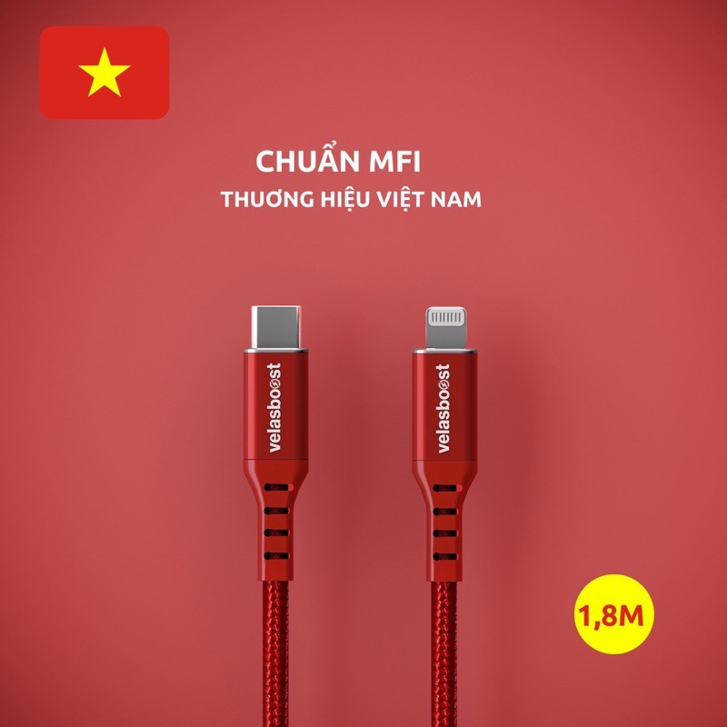 Cáp sạc PD M.F.i Velasboost 1,8m (Thương Hiệu Việt) - Bảo hành 1 năm 1 ...