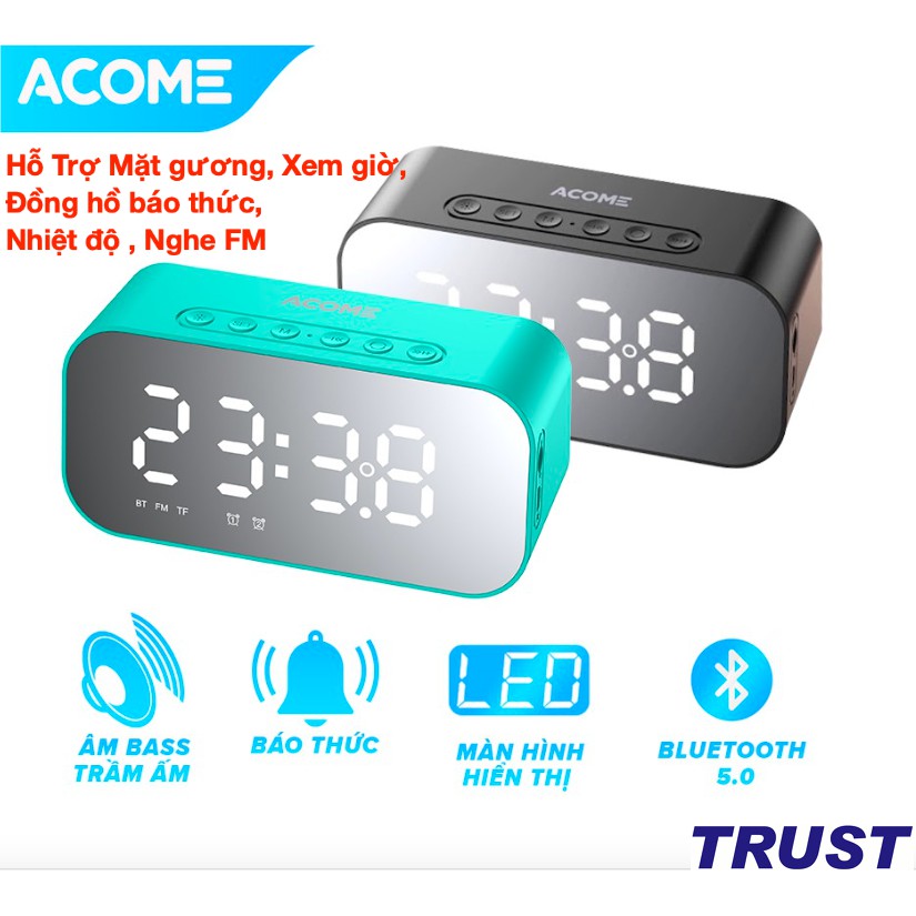 Loa Bluetooth 5W Màn Hình LED - Hỗ Trợ Mặt gương, Xem giờ, Đồng hồ báo ...
