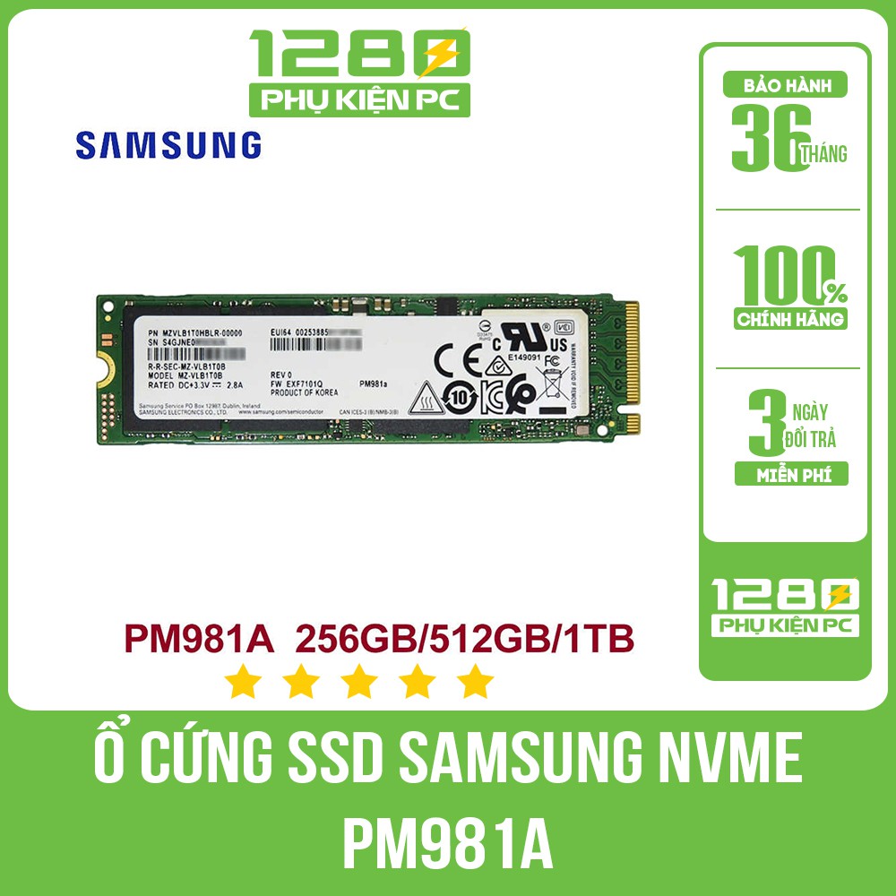 Ổ cứng SSD Samsung NVMe PM981a 256GB 512GB M.2 PCIe Gen3 x4 Bảo hành 36 Tháng | Shopee Việt Nam