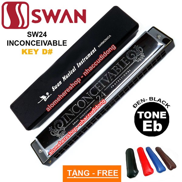 Kèn harmonica tremolo Swan Inconceivable SW24 Key D# Tone Eb (Đen) | Shopee Việt Nam