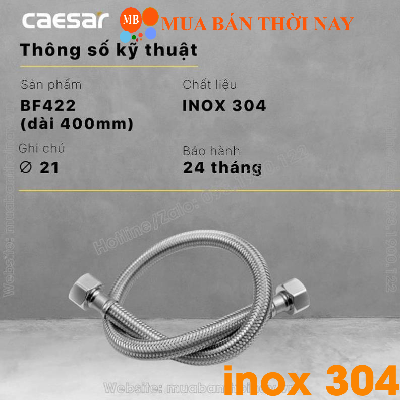 Dây cấp nước Caesar BF422, BF423 - dây inox / dây nhựa, Van khóa BF403 BF427 dùng cho nước nóng ...