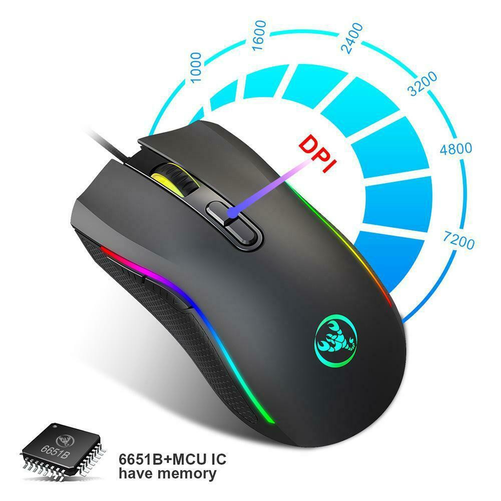 Chuột Gaming Đèn LED RGB HXSJ A869 (7200 DPI) có đĩa driver cài đặt pm ...