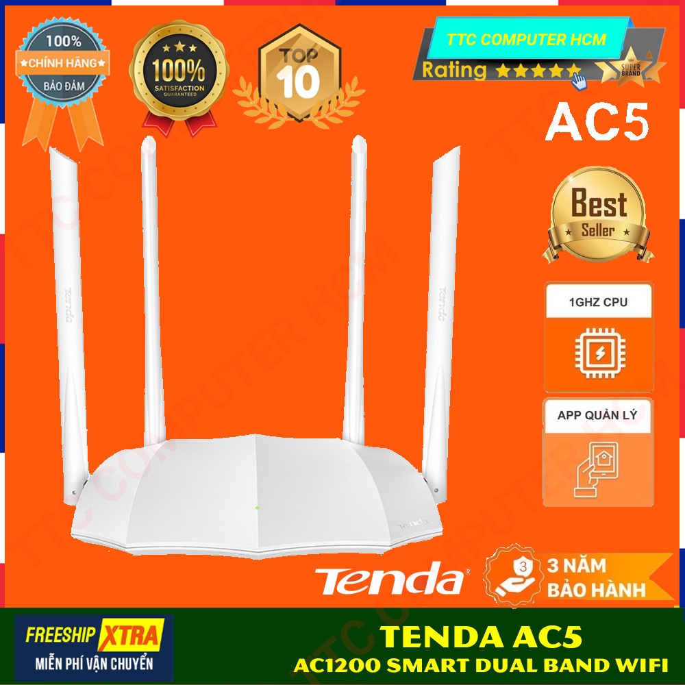 Router Wifi Chuẩn AC1200 Tenda AC5 V3 Trắng | Tenda AC5 V3 - HÀNG CHÍNH ...