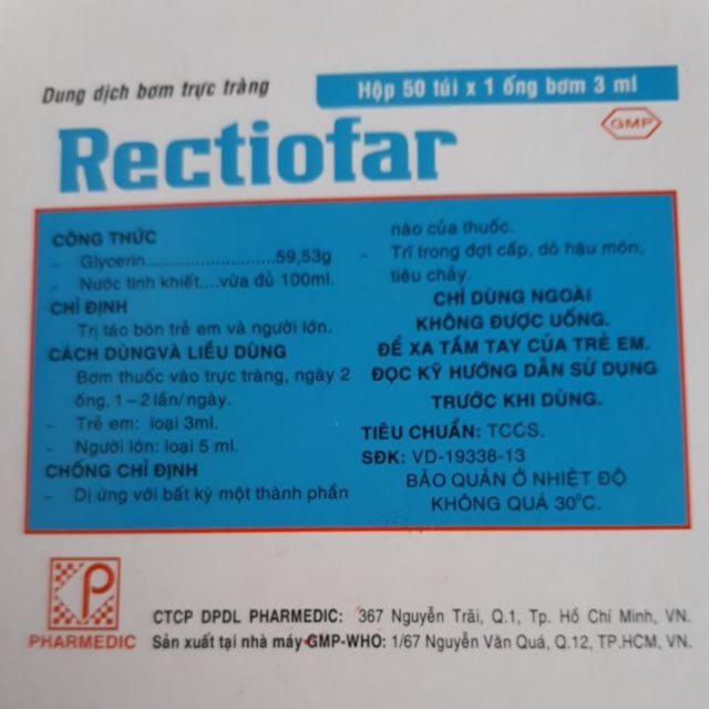 Bơm trực tràng táo bón 3ml và 5ml Rectiofar | Shopee Việt Nam
