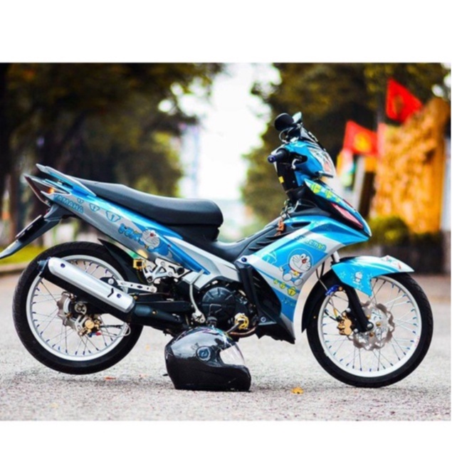 Tem xe exciter 135 xanh trắng doremon, độ team trùm decal xe ex dán đời ...