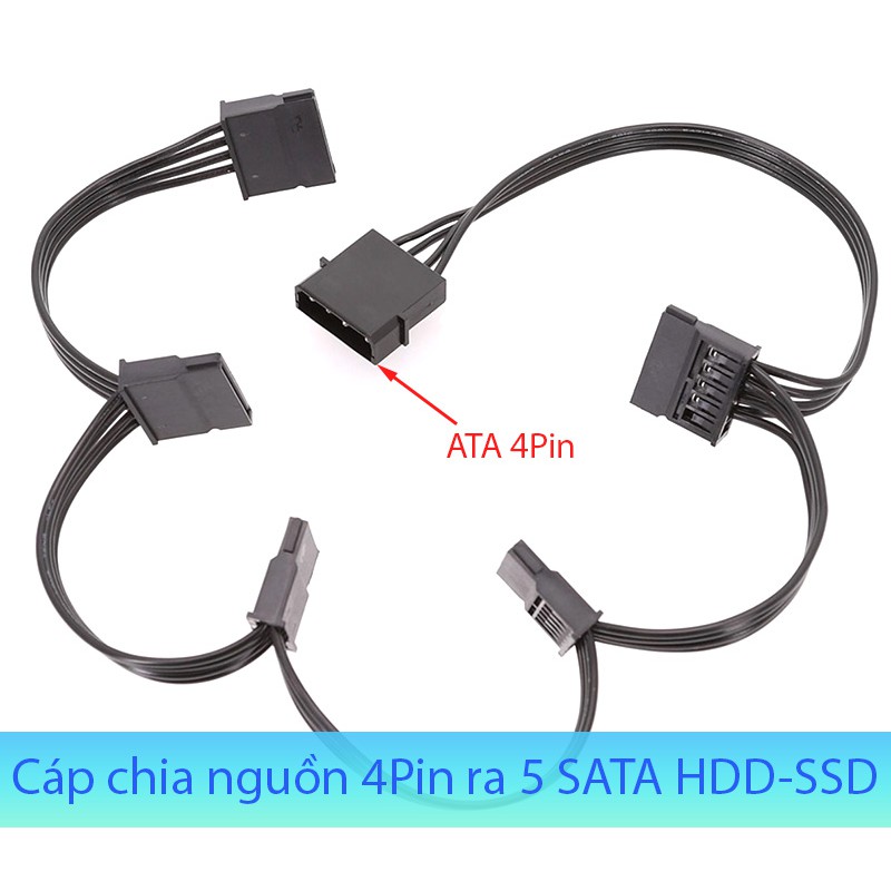 Cáp chia nguồn ATA 4Pin ra 5 SATA HDD SSD cho máy tính đồng bộ PC ...